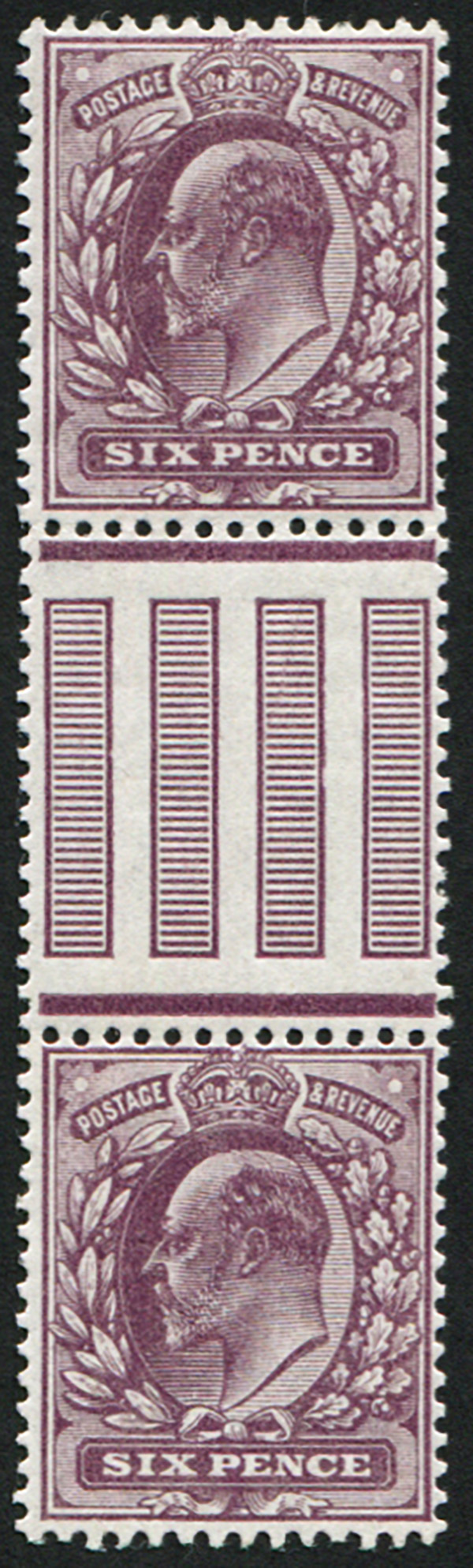 6d SG 297 INTERPANNEAU ‘GUTTER’ PAIR U/M. Pristine… | Embassy Philatelists